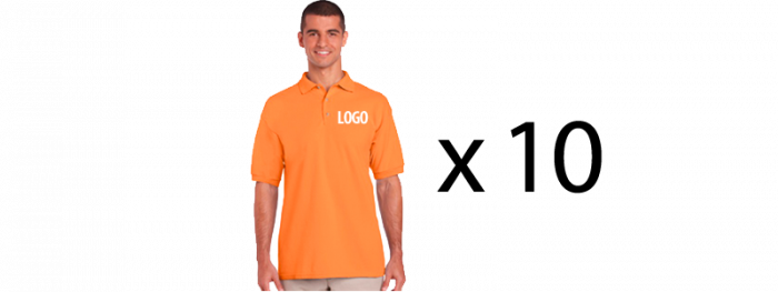 10 Uneek Polo shirts with left chest embroidered logo - No Rules Embroidery